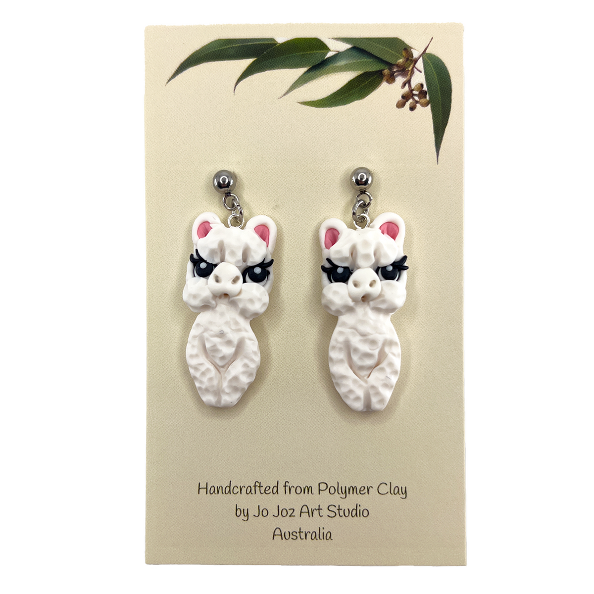 Clay Alpaca Earrings #1 – Blackwattle Yarn and Fibre